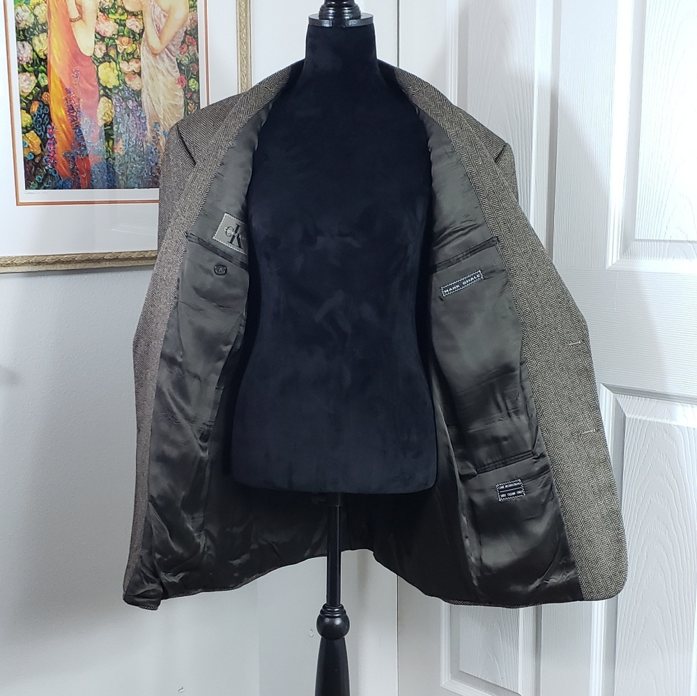 Calvin Klein Herringbone Blazer Mark Shale Sz 42 - Gem